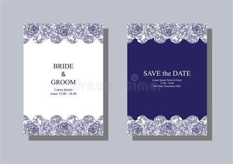 Blue Peony Floral Wadding Invitation Postcards And Banner Design