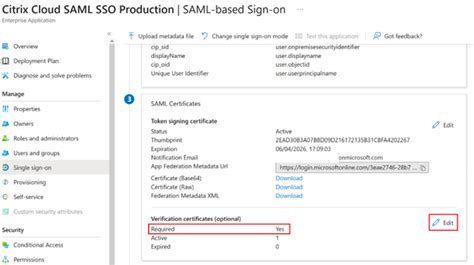 Update The Service Provider Saml Signing Certificate