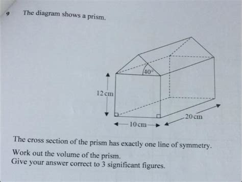 9 The Diagram Shows A Prism The Cross Section Of The Prism Has Exactly One Line Of Symmetry