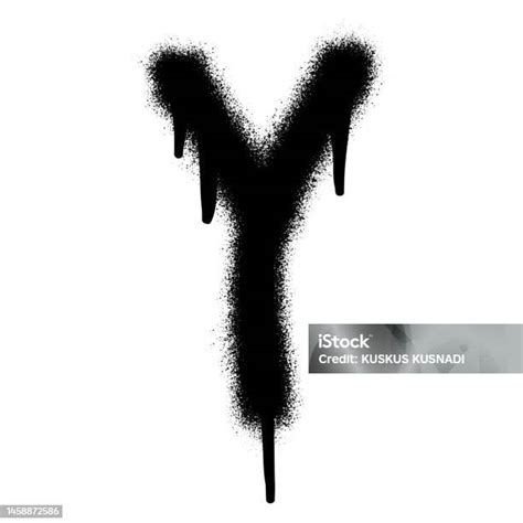 낙서 글꼴 알파벳 Y와 검은 스프레이 페인트 벡터 그림입니다 거리 예술에 대한 스톡 벡터 아트 및 기타 이미지 거리 예술