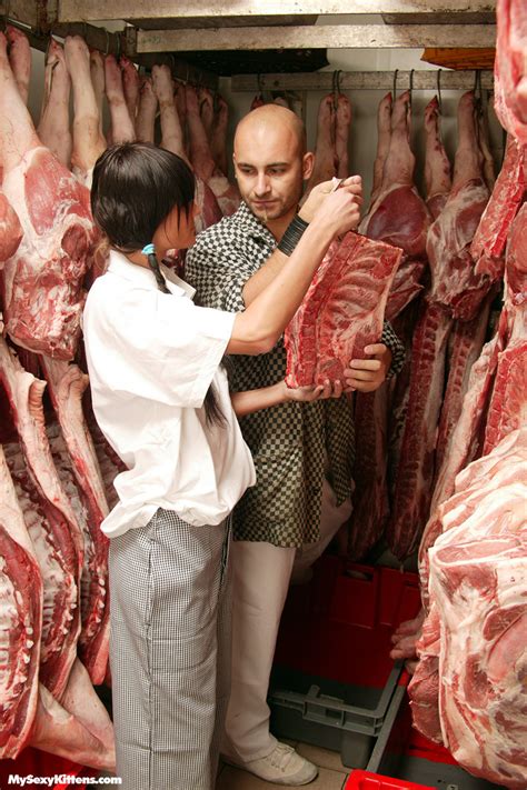 Teenage Brunette Gets Dirty With The Butcher His Big Meat Porn Pictures XXX Photos Sex Images