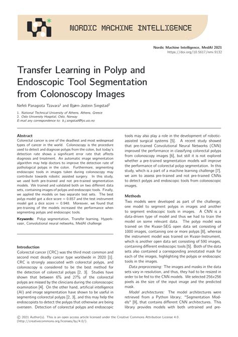 Pdf Transfer Learning In Polyp And Endoscopic Tool Segmentation From Colonoscopy Images