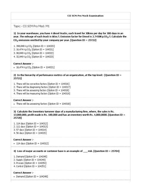Cii Scm Pro Mock Examination Pdf Pdf Customer Relationship Management Service Industries