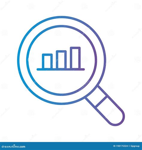 Bars Chart In Lupe Gradient Style Icon Vector Design Stock Vector