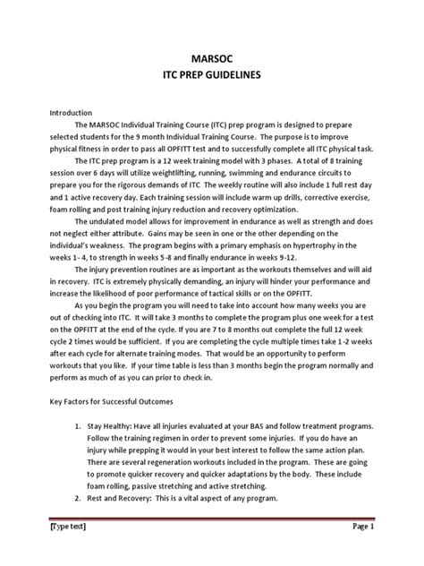 Marsoc Itc Prep Guide Pdf Recreation Physical Exercise