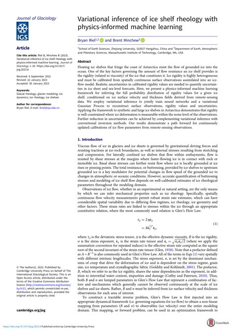 Pdf Variational Inference Of Ice Shelf Rheology With Physics Informed