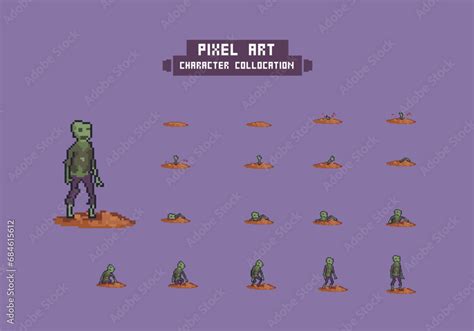 Pixel Art Style Illustration Vector 8 Bit 8 Bit Character Set Retro Design Game Aseprite Vintage