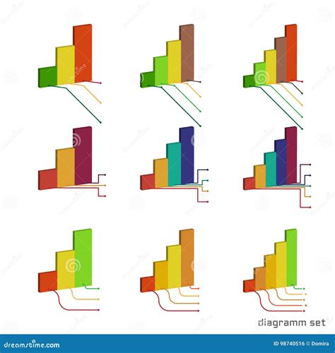 Set Of Left Sided Isometric Histogram With Callouts For Inscription Volume Graphs Elements For