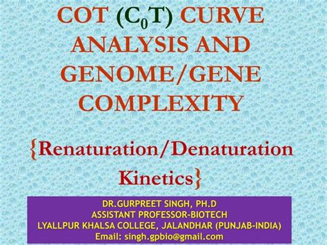 Cot Curve Analysis For Gene And Genome Complexity PPT Biological Sciences Science