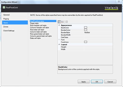 Telerik Web Forms Pivot Grid Design Time Configuration Wizard Telerik