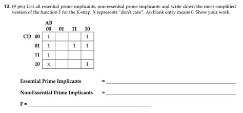 Solved 9 ﻿pts ﻿list All Essential Prime Implicants