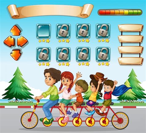 가족 승마 자전거 게임 템플릿 무료 벡터