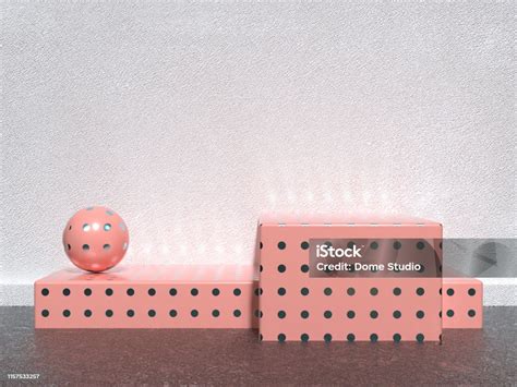 분홍색 흰색 연단 추상 기하학적 모양 벽 바닥 장면 3d 렌더링 0명에 대한 스톡 사진 및 기타 이미지 0명 3차원 형태 개념 Istock