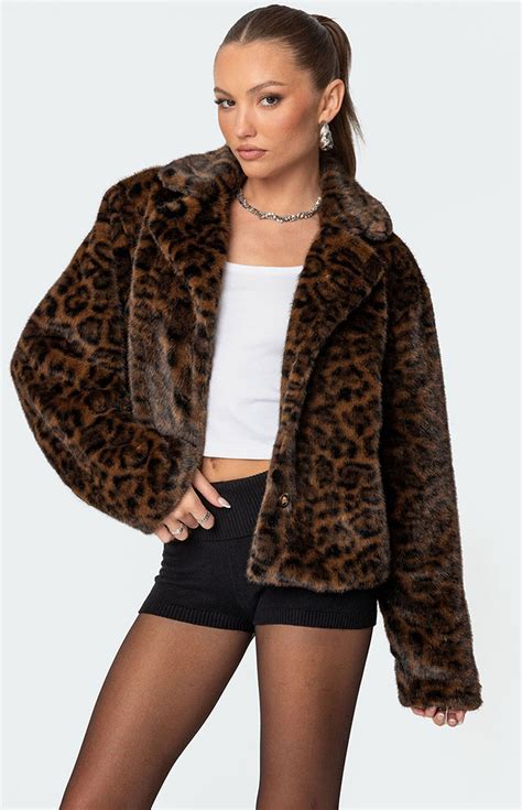 Edikted Lady Leopard Faux Fur Jacket Pacsun