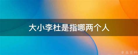 大小李杜是指哪两个人 业百科