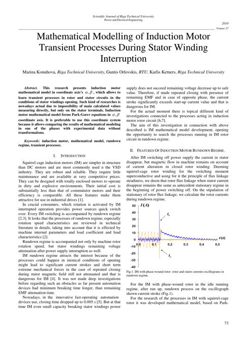 Pdf Mathematical Modelling Of Induction Motor Transient Processes During Stator Winding