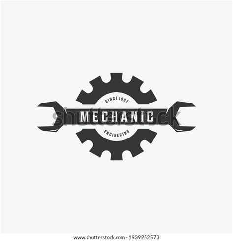 미니멀한 스판너 렌치 기어 로고 엔지니어링 스톡 벡터로열티 프리 1939252573