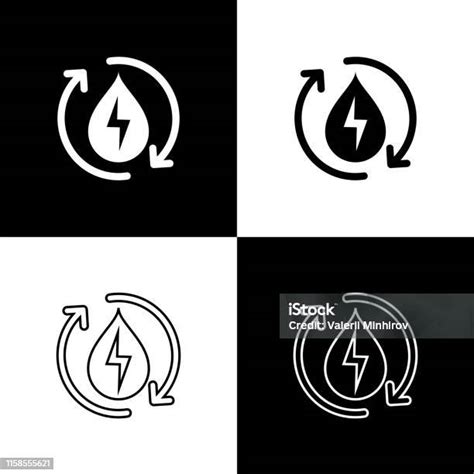 설정 흑백 배경에 격리 된 깨끗한 아쿠아 아이콘 격리 아이콘을 재활용합니다 물 재활용 에너지 기호입니다 물 방울과 재활용 물 새로 고침 화살표 벡터 일러스트레이션 0명에