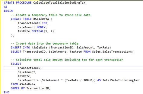 create temp table in sql server stored procedure sql server guides