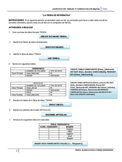 Ejercicio Sql Tienda Informatica3 Pdf Gestión De Tecnología De La