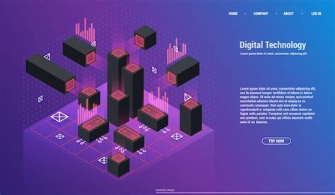 데이터 센터 서버 룸 개념 프리미엄 벡터