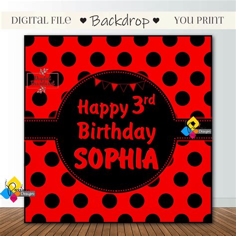 Printable Ladybug Birthday Backdrop Digital Ladybug Etsy
