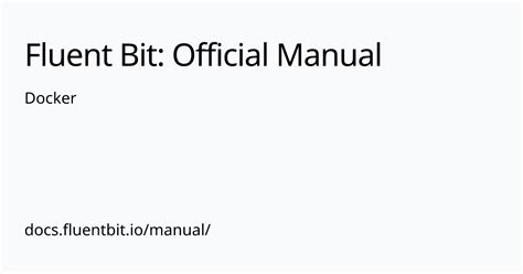 docker fluent bit official manual