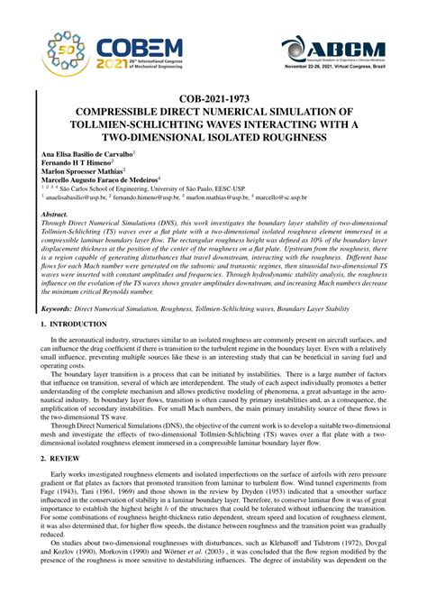 Pdf Compressible Direct Numerical Simulation Of Tollmien Schlichting Waves Interacting With A