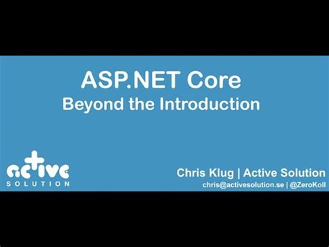 Ndc Conferences Talk Asp Net Core Beyond The Introduction From Ndc Conferences Class Central