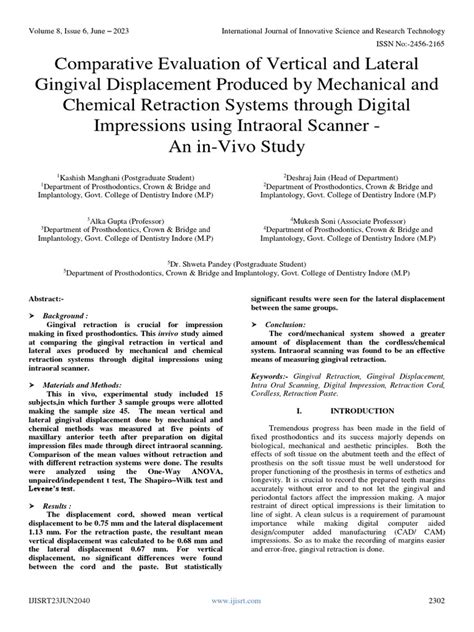 Comparative Evaluation Of Vertical And Lateral Gingival Displacement Produced By Mec Pdf