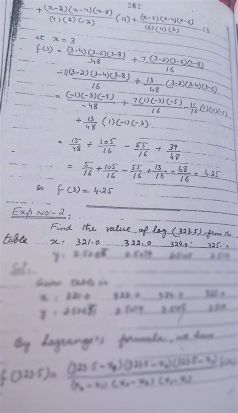 Solution Find Value Of Log 323 5 From The Given Table Using Langrange