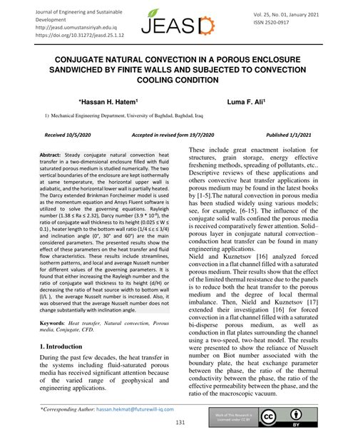 PDF CONJUGATE NATURAL CONVECTION IN A POROUS ENCLOSURE SANDWICHED BY FINITE WALLS AND