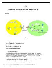 NAT And PAT Docx Lab 6B Configuring Dynamic And Static NAT In