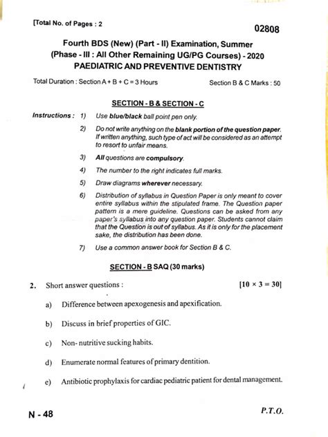 Final Year Bds Question Papers 2020 Pdf Periodontology Medicine