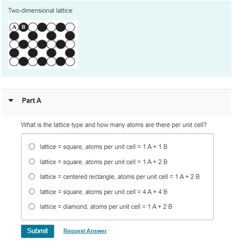 Solved Two Dimensional Lattice Part AWhat Is The Lattice Chegg Com