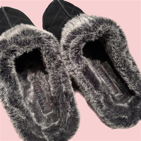 Vintage Skecher Fur Trimmed Platform Slides 🖤 Super Depop