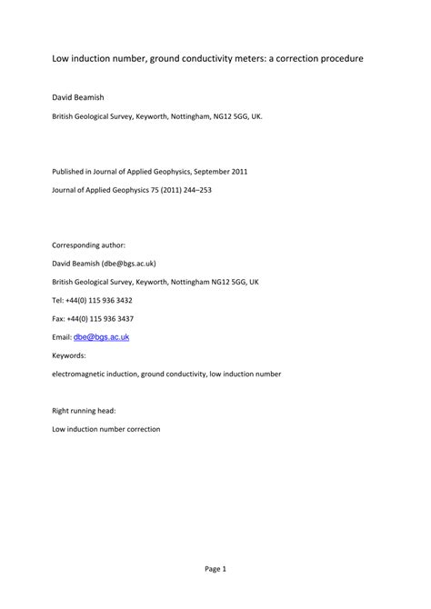 Pdf Low Induction Number Ground Conductivity Meters A Correction Procedure In The Absence Of