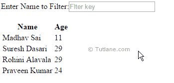 AngularJS Filter Function Example Or Search Filter Example Tutlane