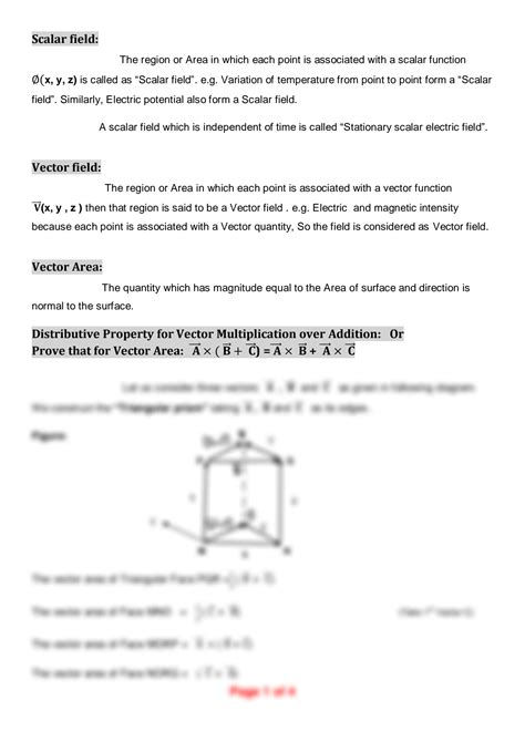 Solution Scalar Fieldvector Fieldvector Areadistributive Law For
