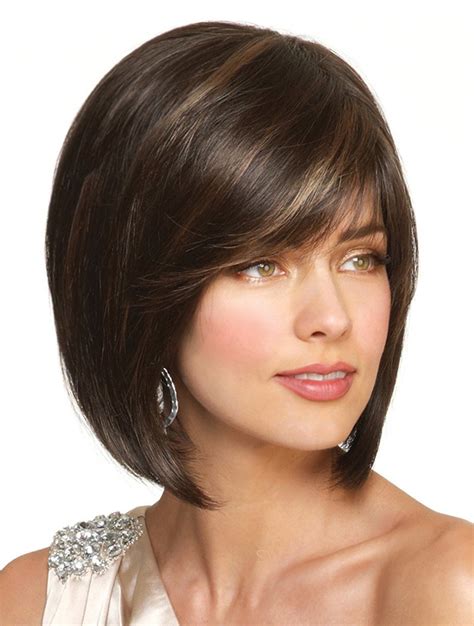 Bob Haircut Wigs Straight Synthetic Hairstyles Petite Lace Front Wigs