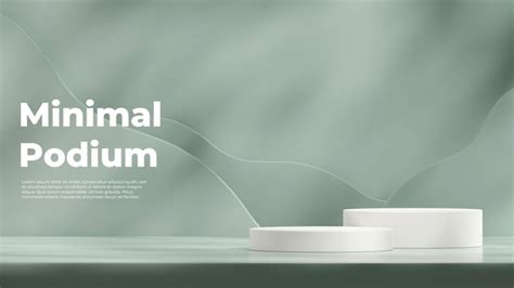 Горно зеленый фон на белом подиуме 3d рендеринг макет на фоне