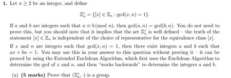 Solved Let N Be An Integer And Define Chegg Com