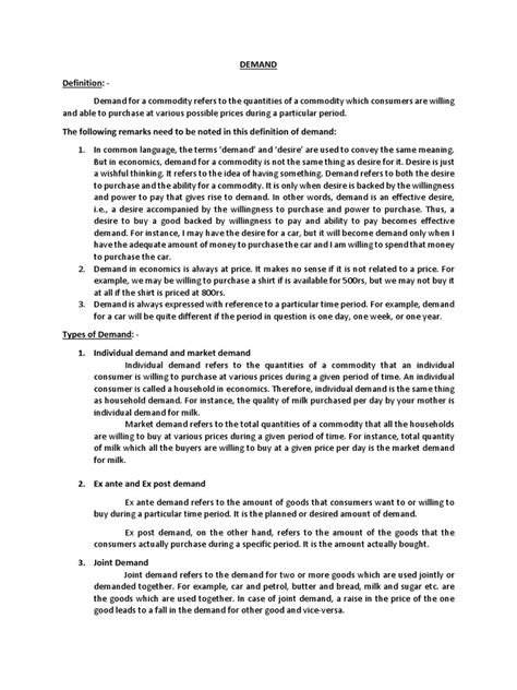 Demand Definition And Determinants Pdf Goods Prices