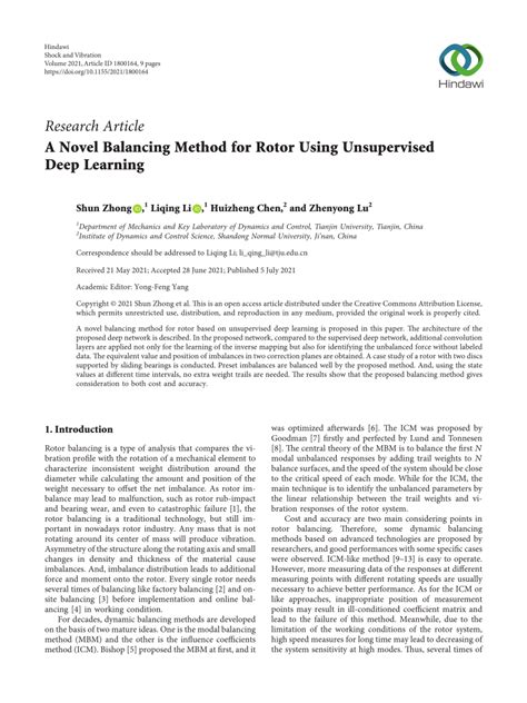 Pdf A Novel Balancing Method For Rotor Using Unsupervised Deep Learning