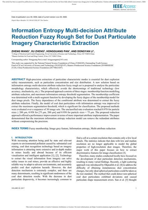 Pdf Information Entropy Multi Decision Attribute Reduction Fuzzy Rough Set For Dust