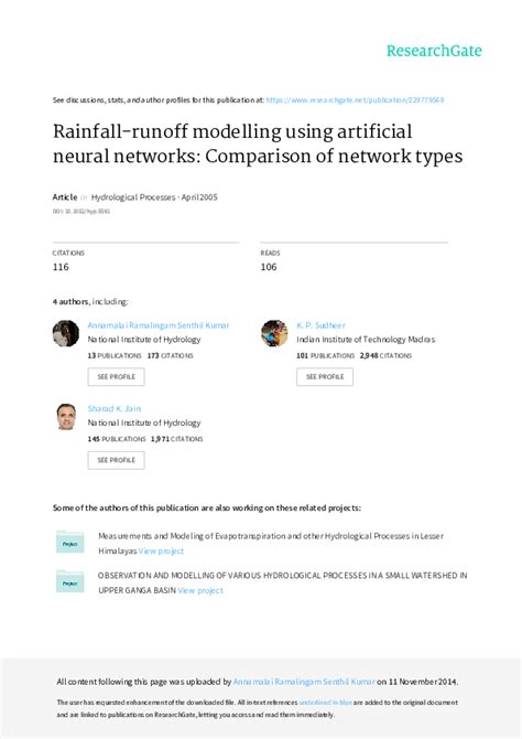pdf rainfall‐runoff modelling using artificial neural networks