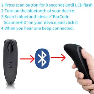 Bluetooth Wireless Barcode Scanner With Stand Handheld Portable USB Bar Code Reader Scanner