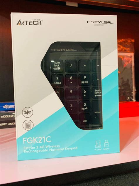 A4tech Fgk21c Fstyler 24g Wireless Rechargeable Numeric Keypad Grey
