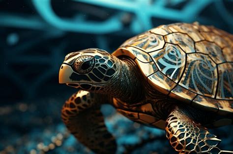 Premium Photo Abstract Sea Turtle Pattern With Intricate Generative Ai