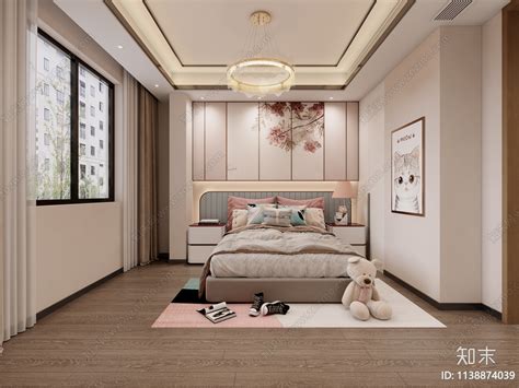 新中式女孩儿童房3d模型下载【id1138874039】知末3d模型网